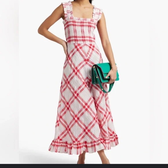 Ganni | Dresses | Ganni Seersucker Plaid Checkered Long Dress | Poshmark